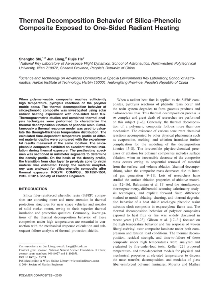 Thermal Decomposition Study of Silica Phenolic 1 | PDF | Composite ...