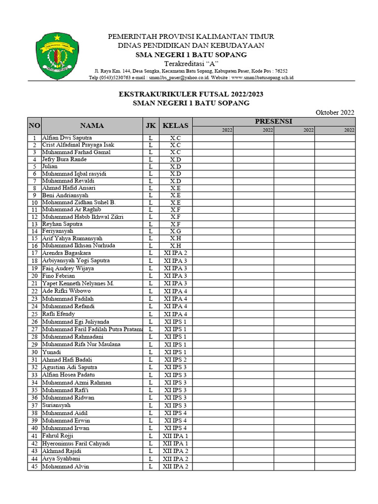 ABSENSI EKSTRA | PDF