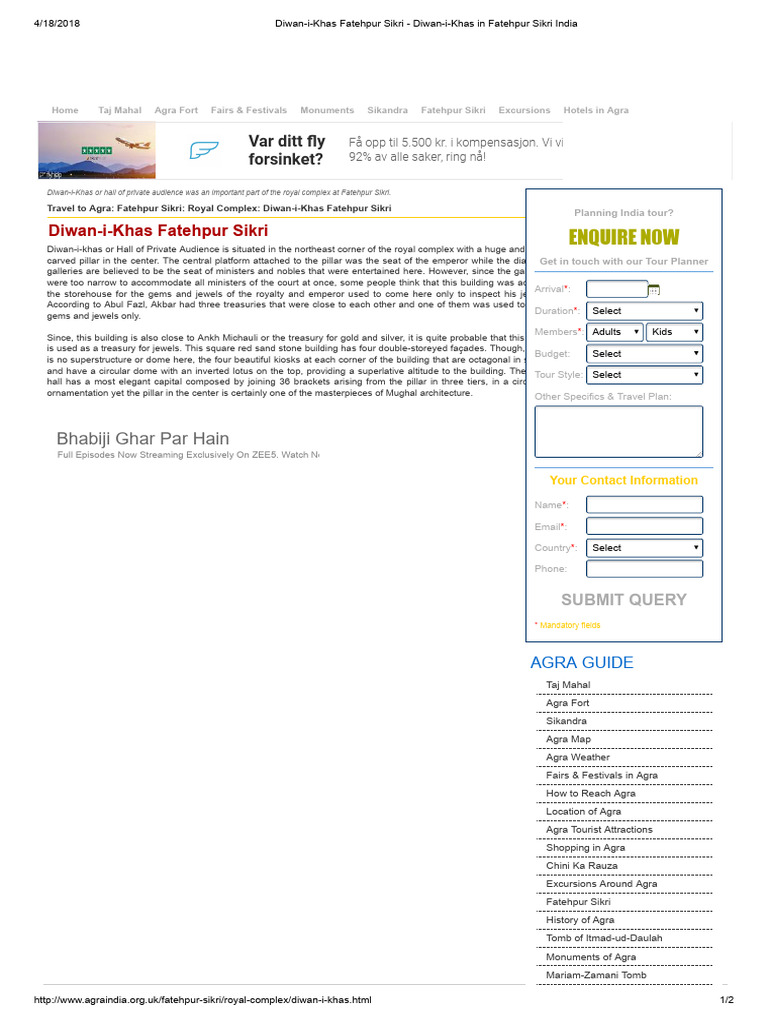 Diwan-i-Khas Fatehpur Sikri - Diwan-i-Khas in Fatehpur Sikri India | PDF