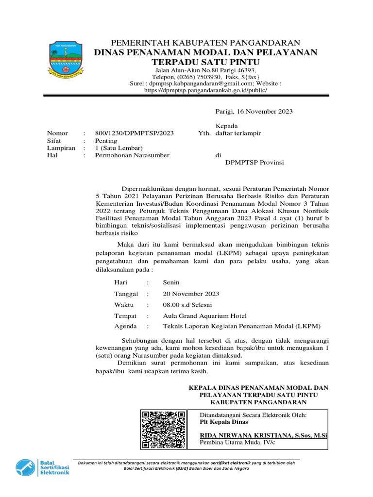 1 Surat - Sederhana - Template - Baru - Narsum 20 | PDF