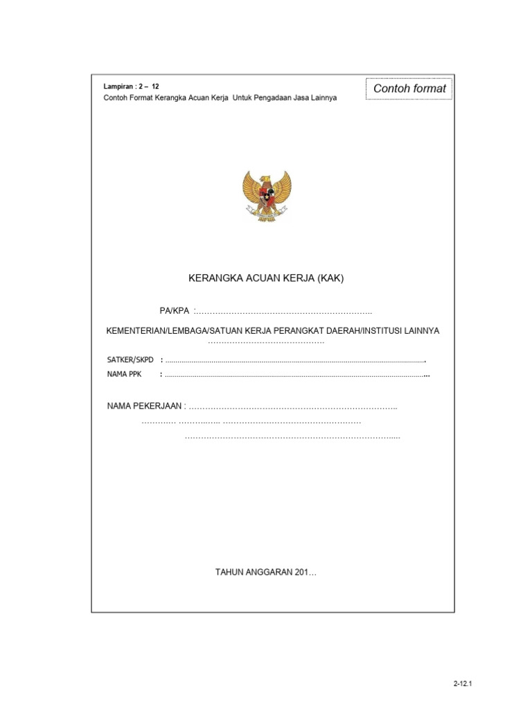Contoh Format Kak Jasa Lainnya | PDF | Teknologi & Rekayasa