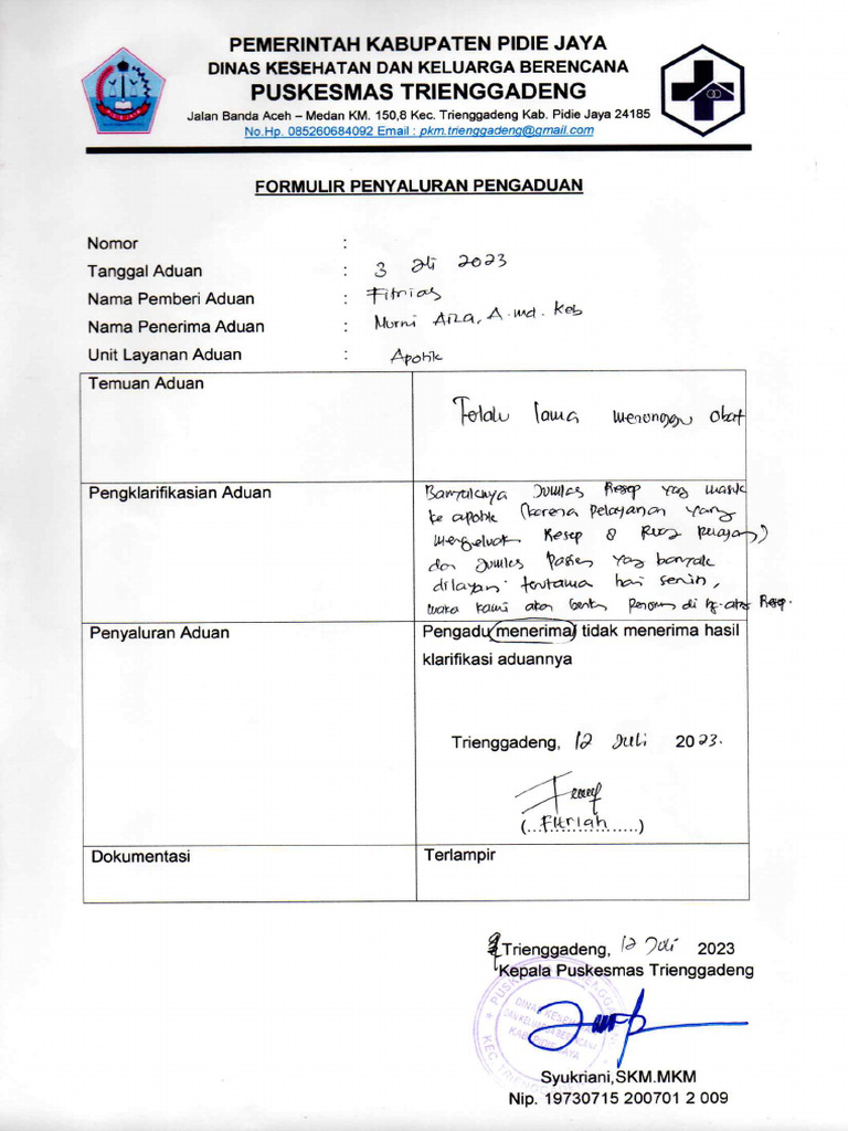 Formulir Penyaluran Aduan | PDF