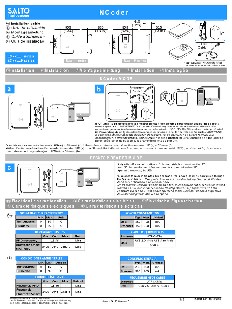 Inst Guide Ncoder 226011 | PDF | USB | Estándares de internet