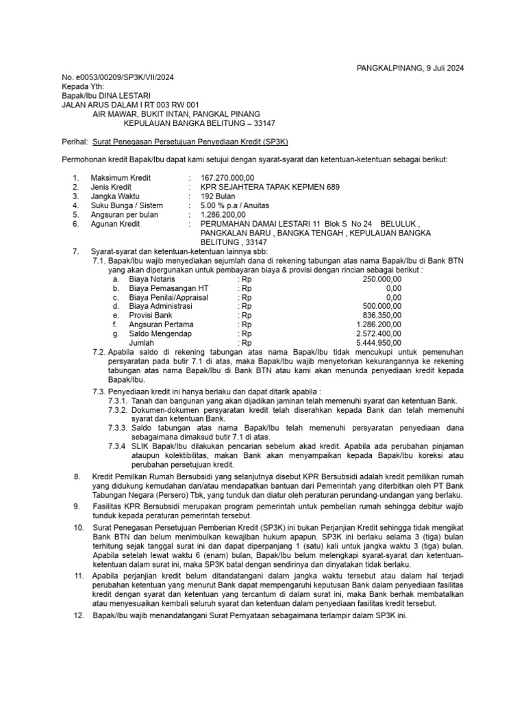 Sp3kapr - Subsidi-Dina Lestari Damai Lestari | PDF