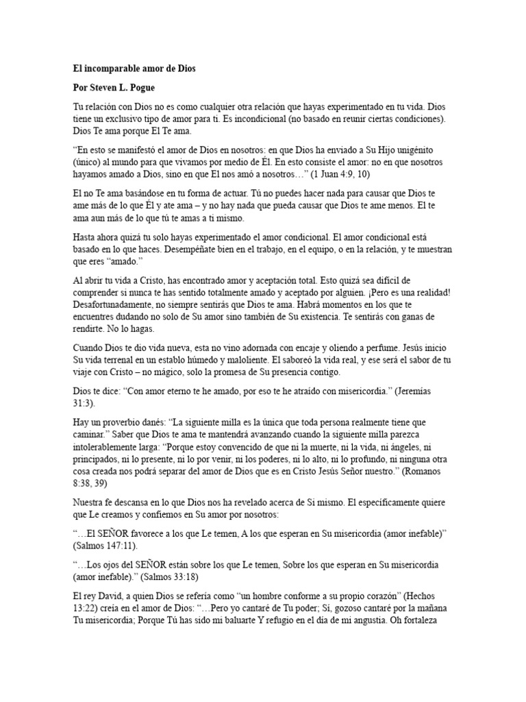 El Incomparable Amor de Dios | Descargar gratis PDF | Amor | Cristo ...
