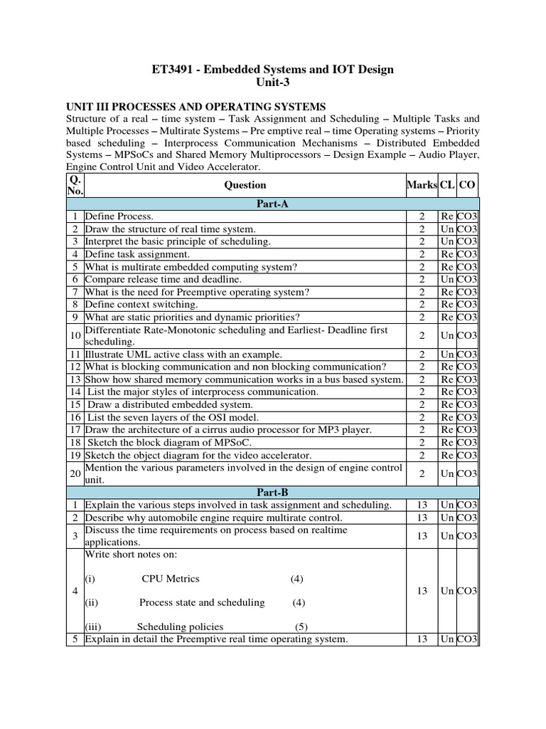 ET3491-unit 3 | PDF | Scheduling (Computing) | System On A Chip