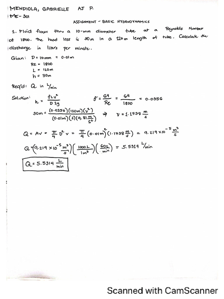Assignment Basic Hydrodynamics | PDF