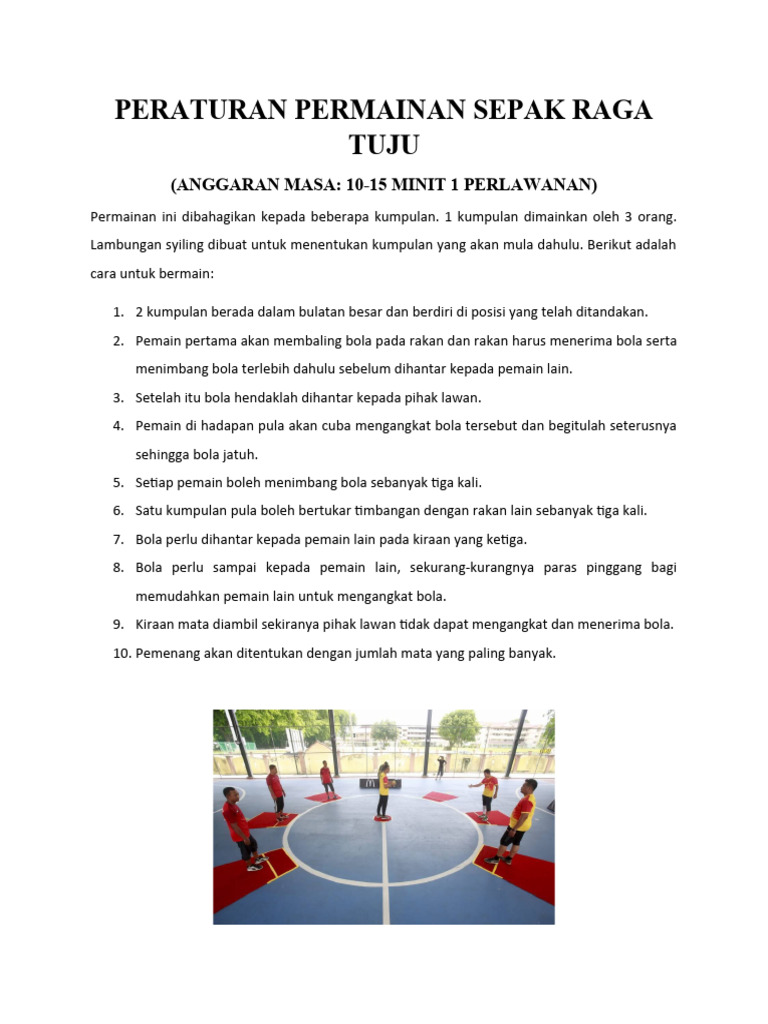 Peraturan Permainan Sepak Raga Tuju | PDF