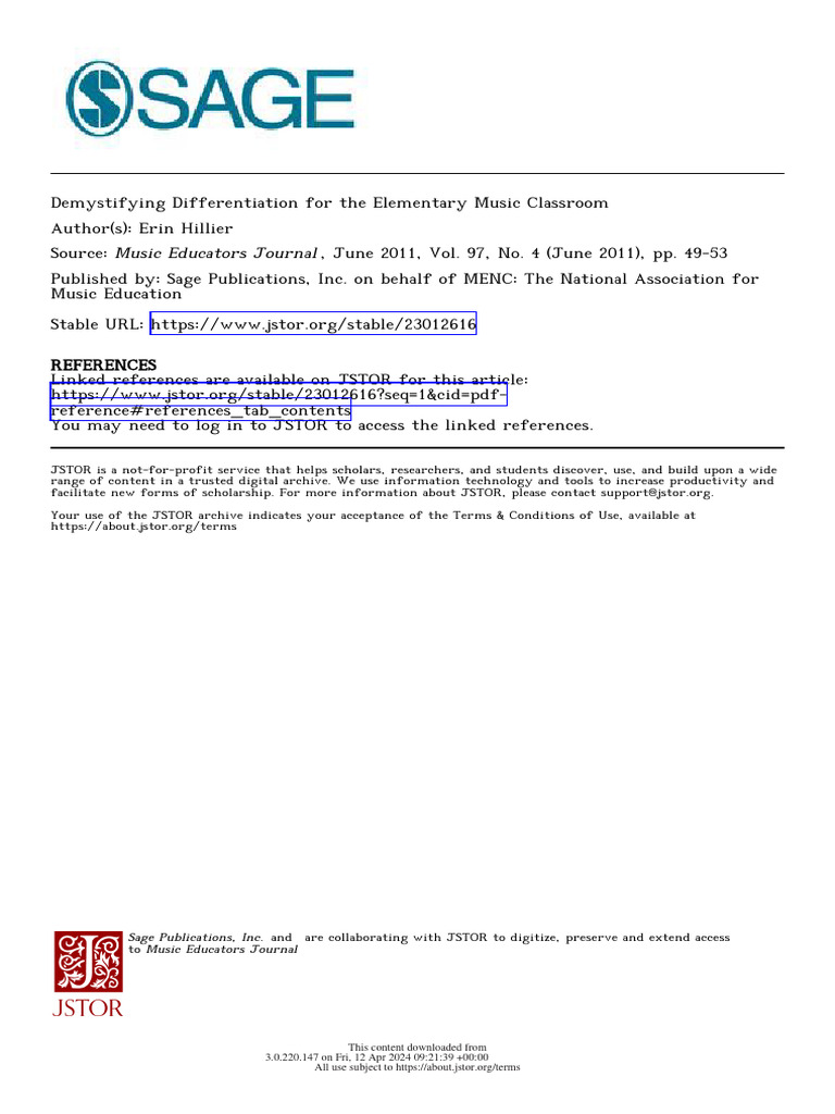 Demystifying Differentiation For The Elementary Music Classroom | PDF ...