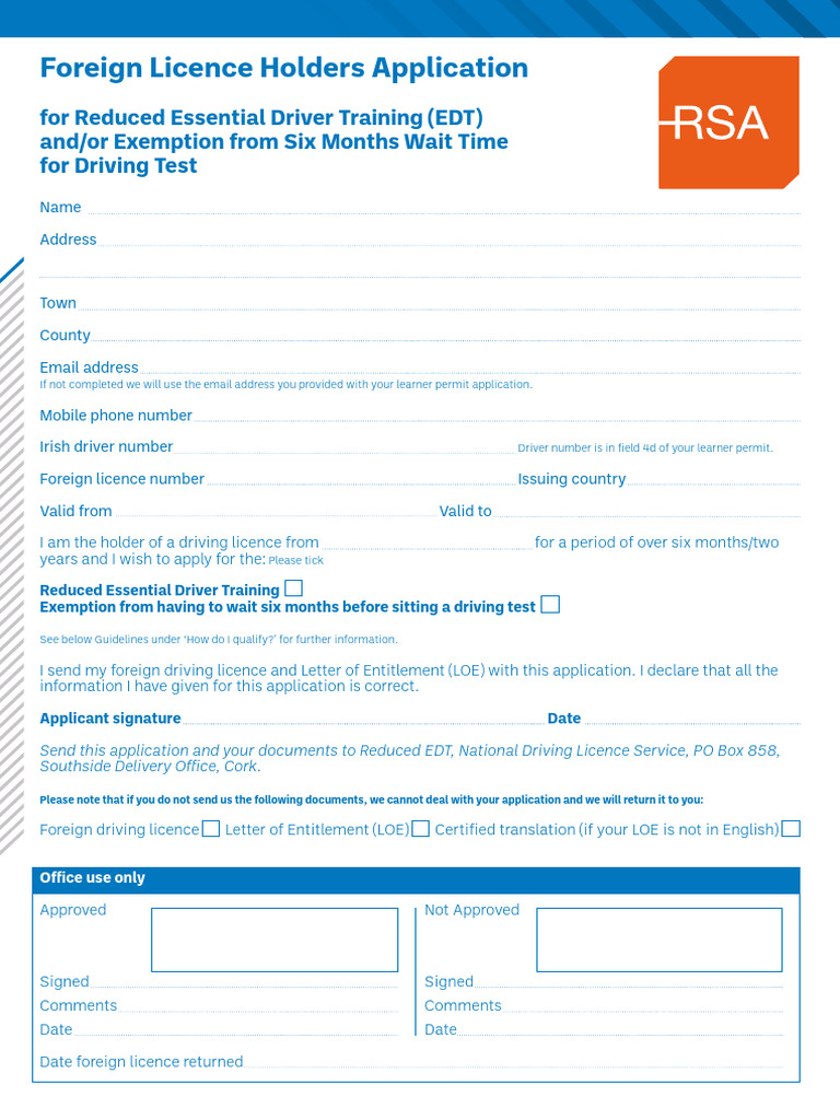 Application Form For Reduced EDT and or Exemption From 6 Months Waiting ...