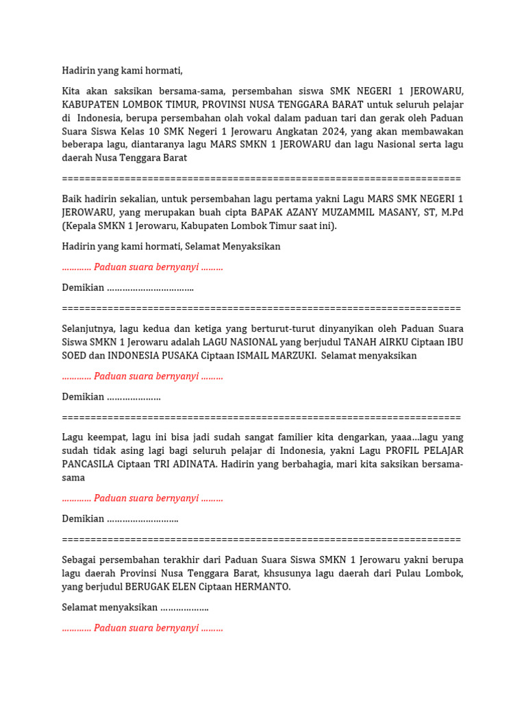 Acara Padus Dibaca MC | PDF