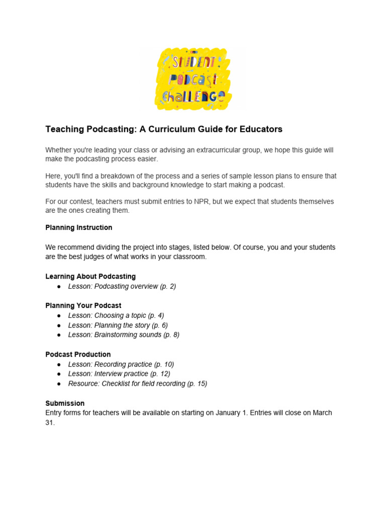 Podcasting Guide for Teachers | PDF | Podcast | Teachers
