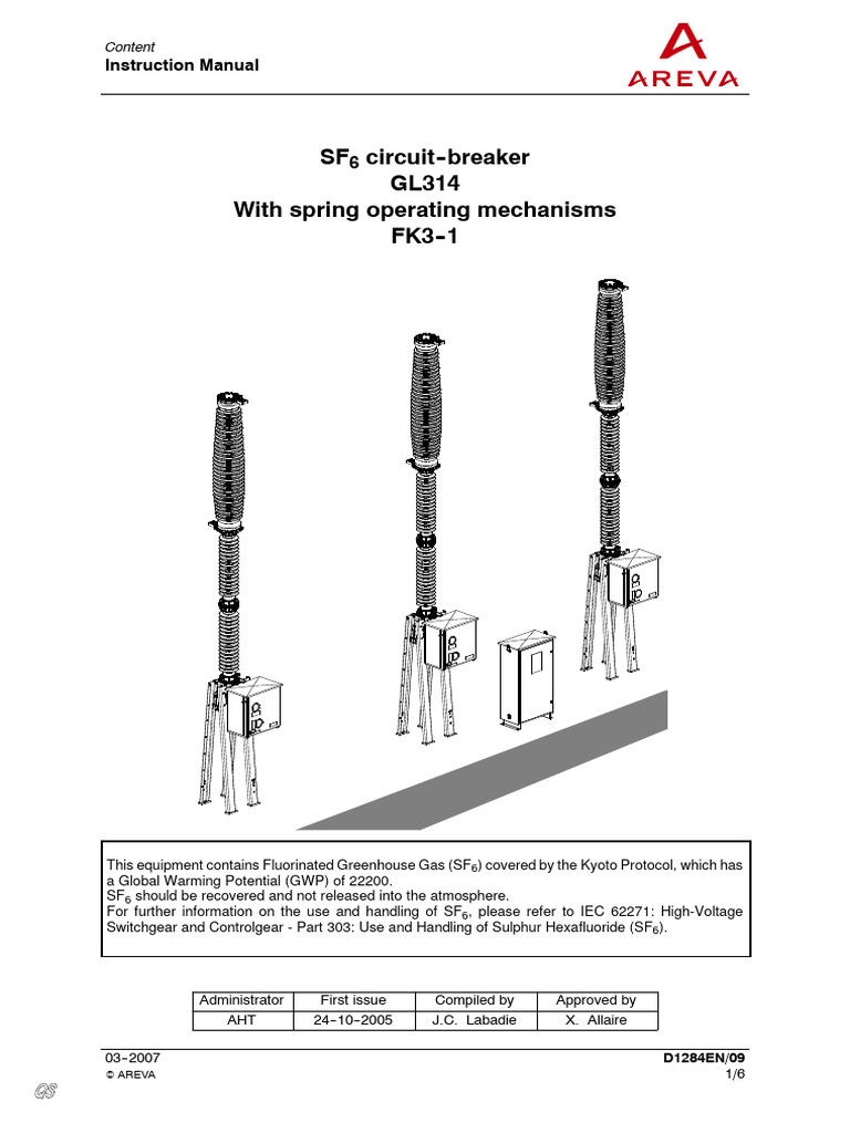 GL314 SF6 Circuit-Breaker Manual | PDF | Pressure Measurement ...