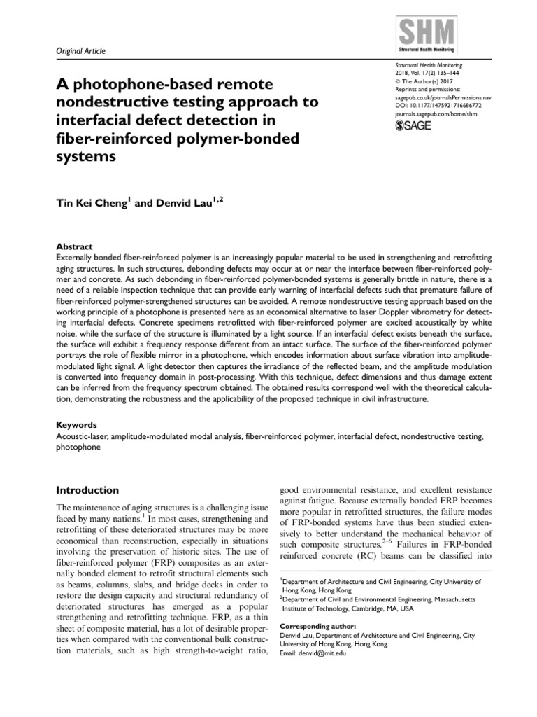A Photophone Based Remote Nondestructive Testing Approach To Interfacial Defect Detection In