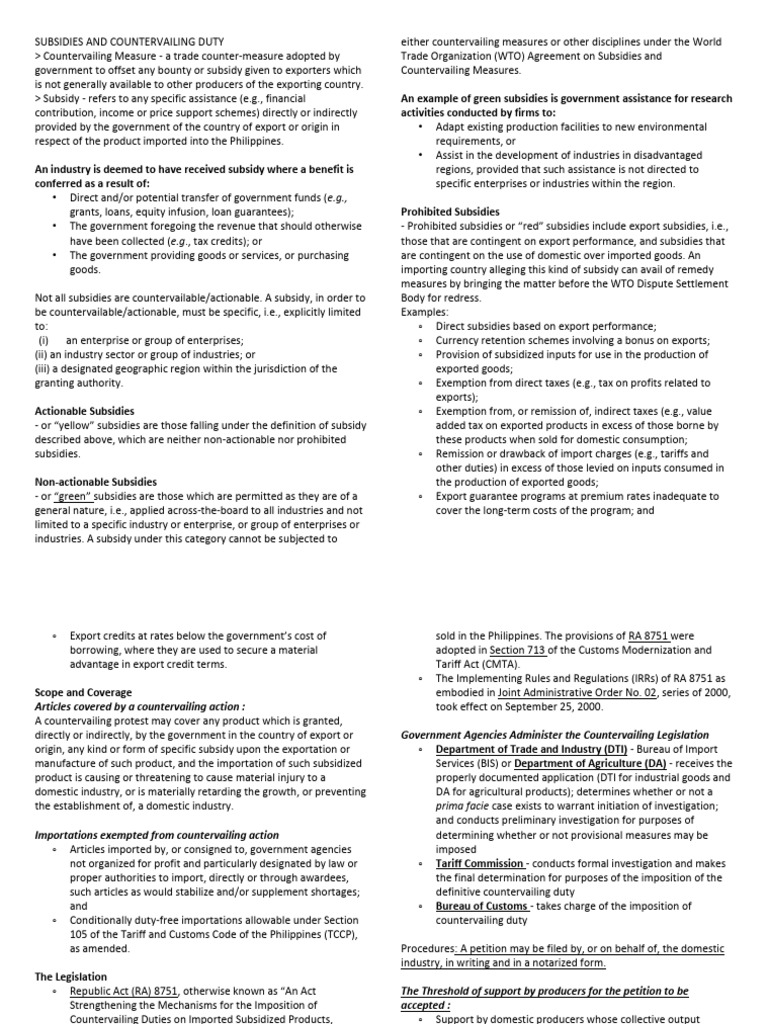 Subsidies and Countervailing Duty | PDF | Subsidy | Exports