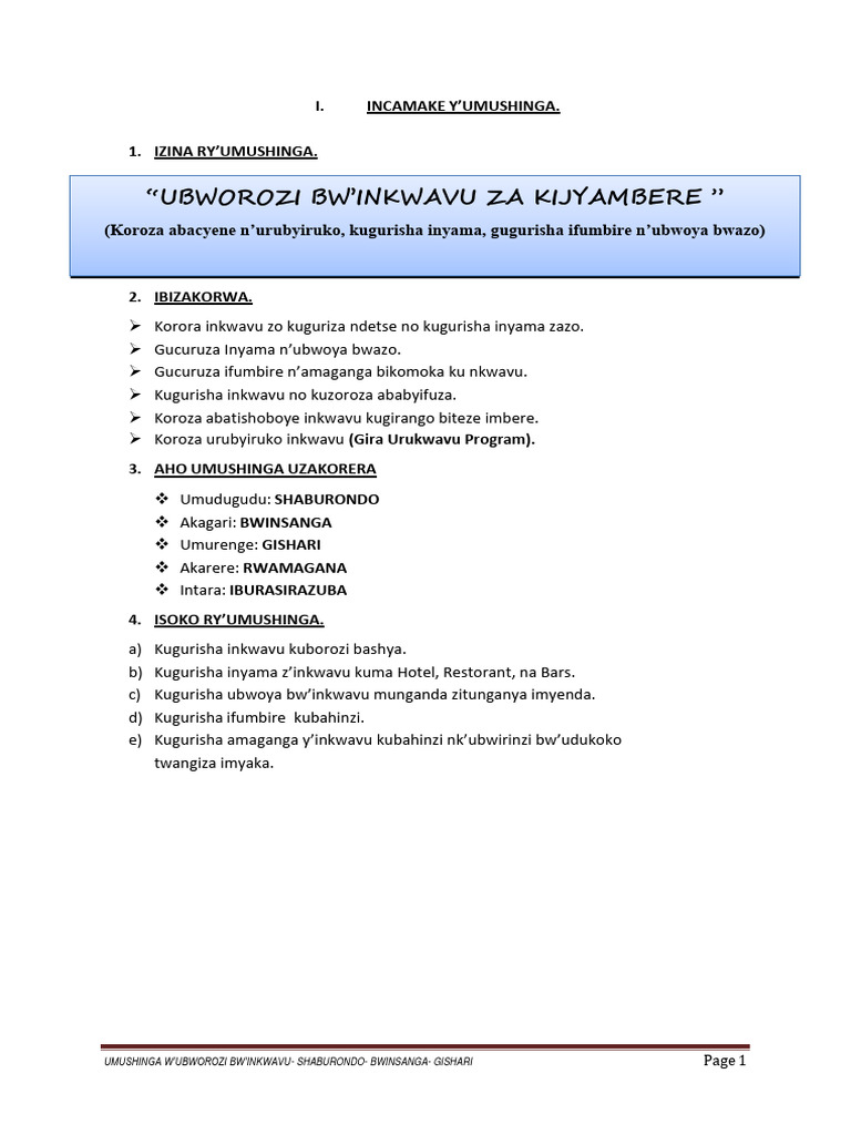 Inyigo Y'umushinga | PDF | Wellness