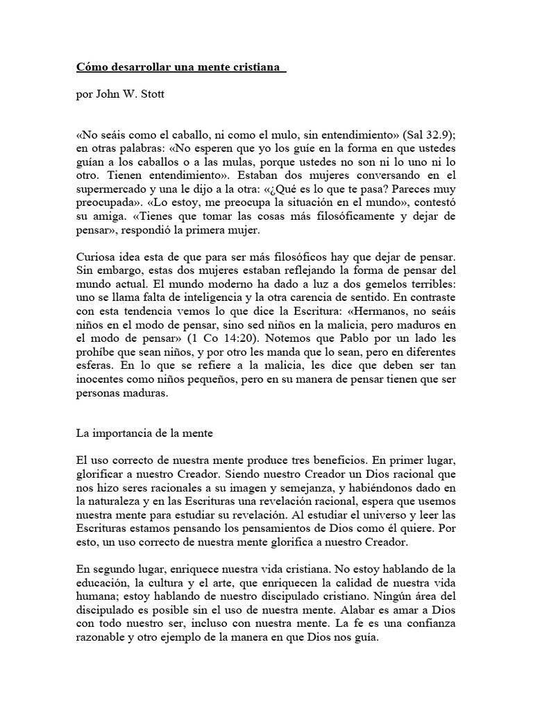 Cómo Desarrollar Una Mente Cristiana Pdf Sacrificio Jesús