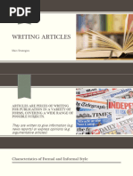 ARTICLE WRITING Sample Igcse | PDF | Rhetoric | Communication