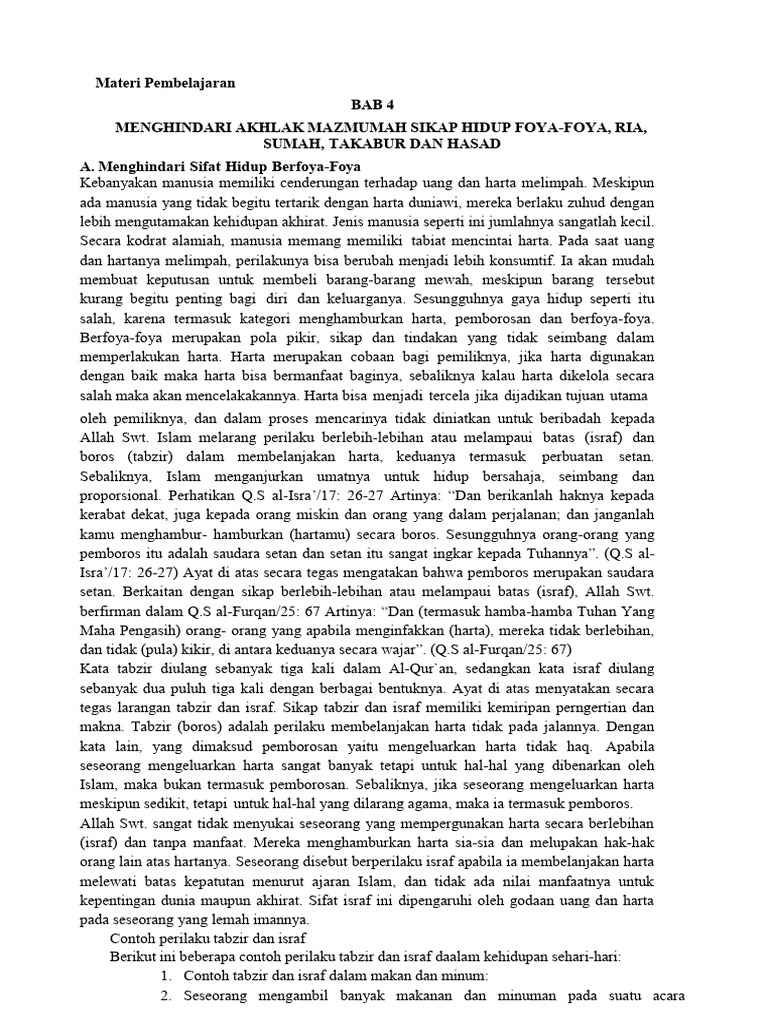 Menghindari Perilaku Tabzir dan Riya | PDF