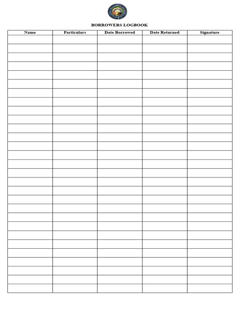Borrowers Logbook | PDF
