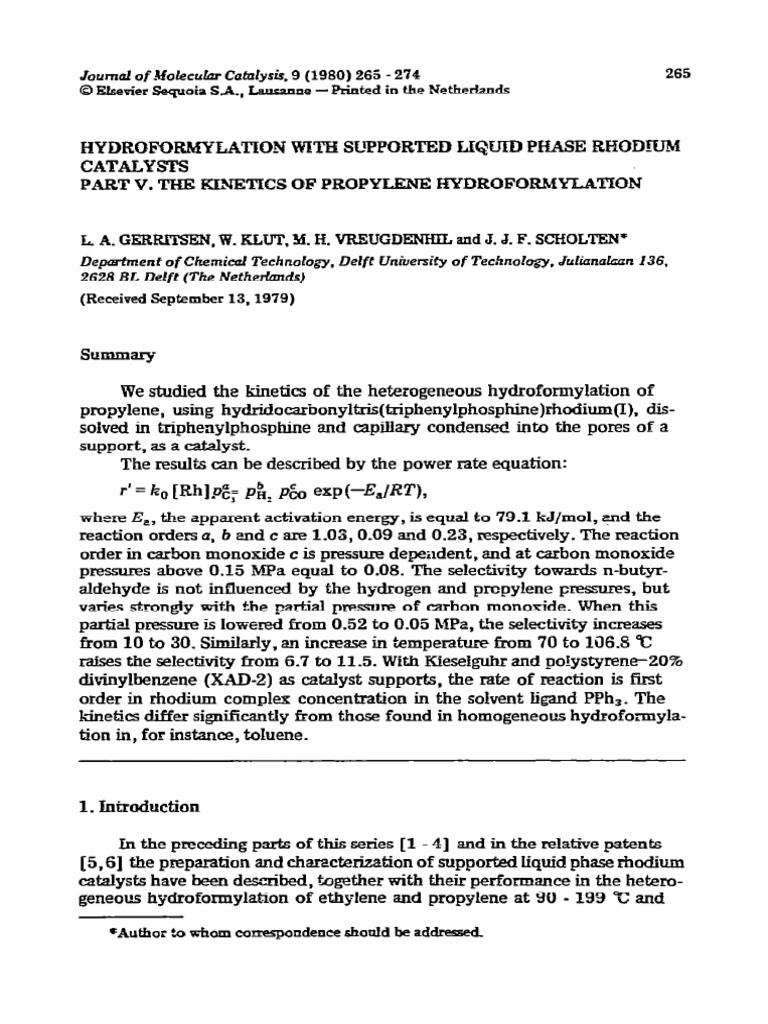 Gerritsen 1980 | PDF | Chemical Kinetics | Process Engineering