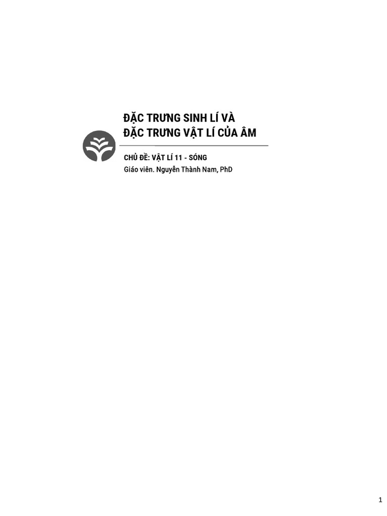 VL110209 - Dac Trung Sinh Li Va Vat Li Cua Am PDF | PDF