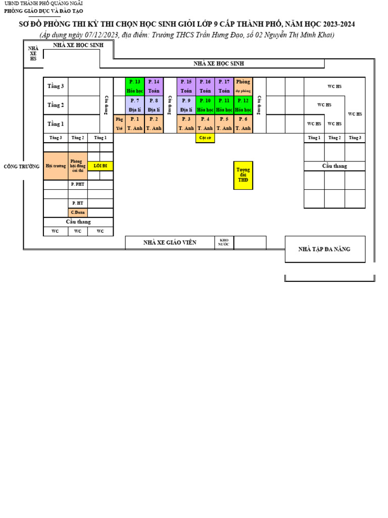 1. Sơ Đồ Phòng Thi Chọn Hsg9 Nh 2023-2024 | PDF