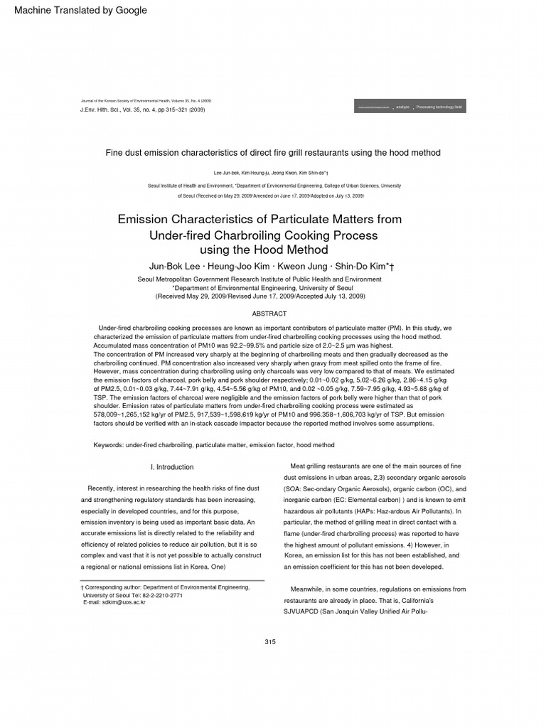 Emission Characteristics of Particulate Matters From Under-Fired ...