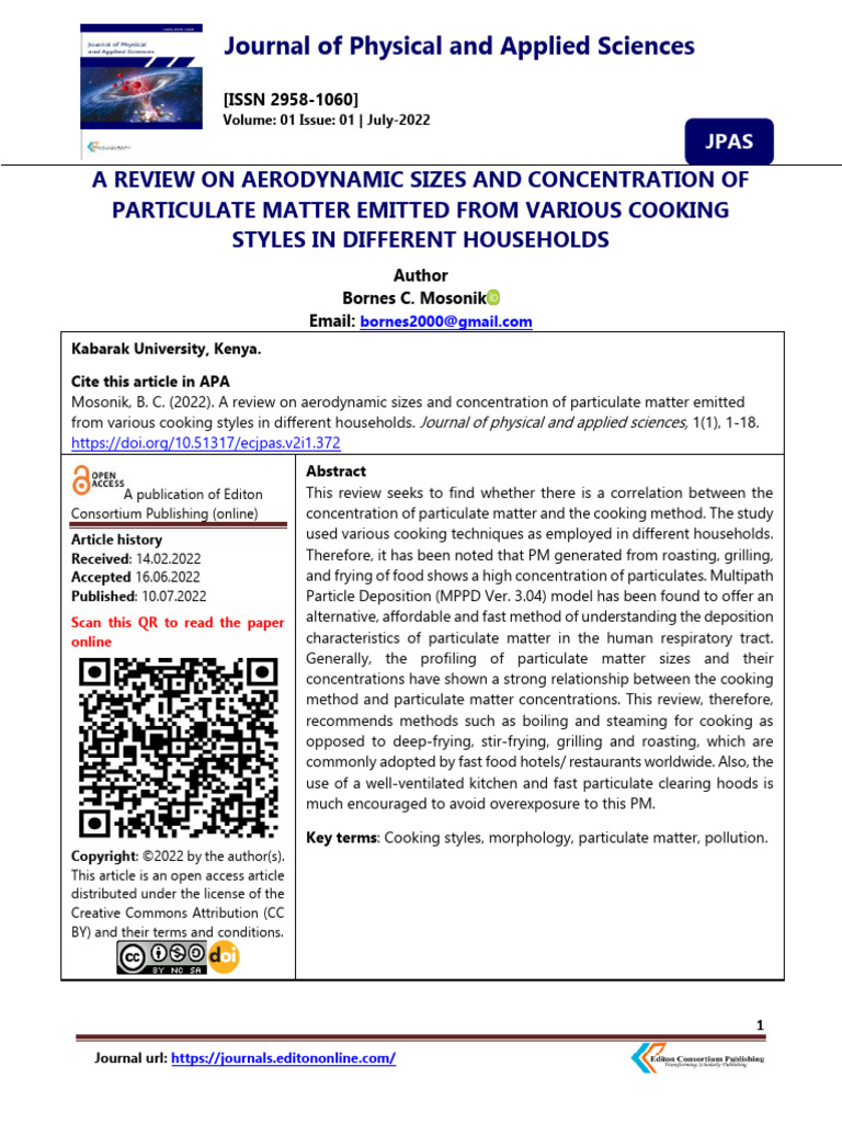 A Review On Aerodynamic Sizes And Concentration Of Particulate Matter