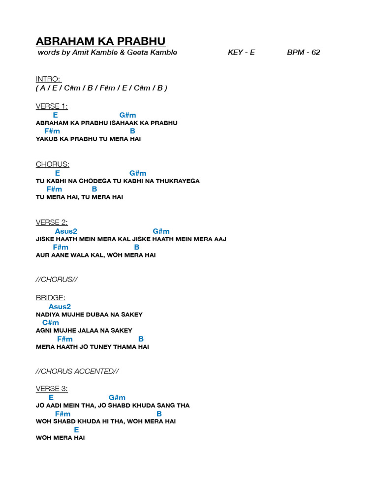Abraham Ka Prabhu - Chords | PDF | Art