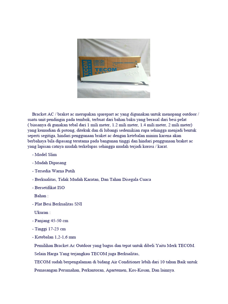 Brosur Bracket Ac - Tecom | PDF