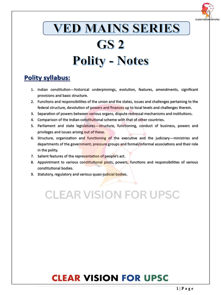 Polity Notes | PDF | British Raj | Constitution