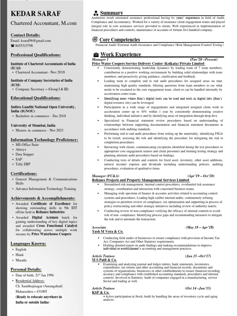 Kedar Saraf Assurance Big 4 | PDF | Audit | Internal Control