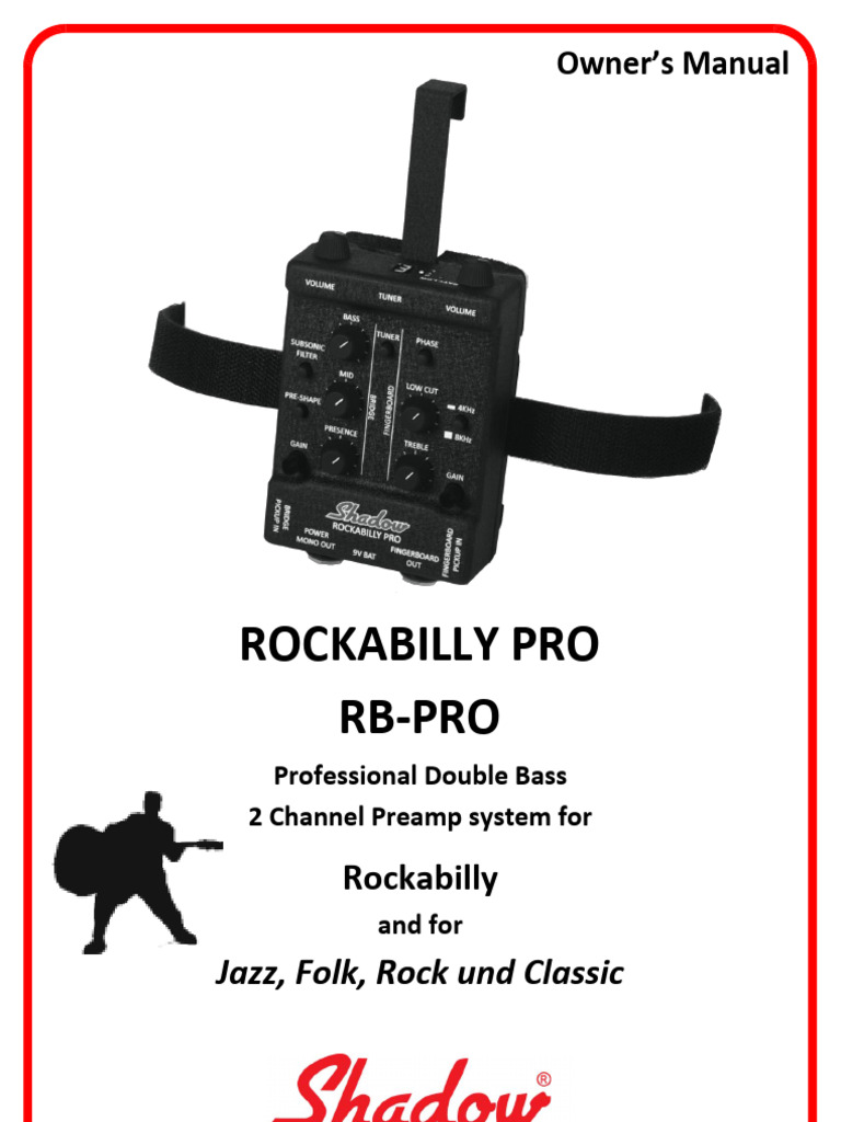 SH RB-Pro Owners Manual | PDF | Double Bass | String Instruments