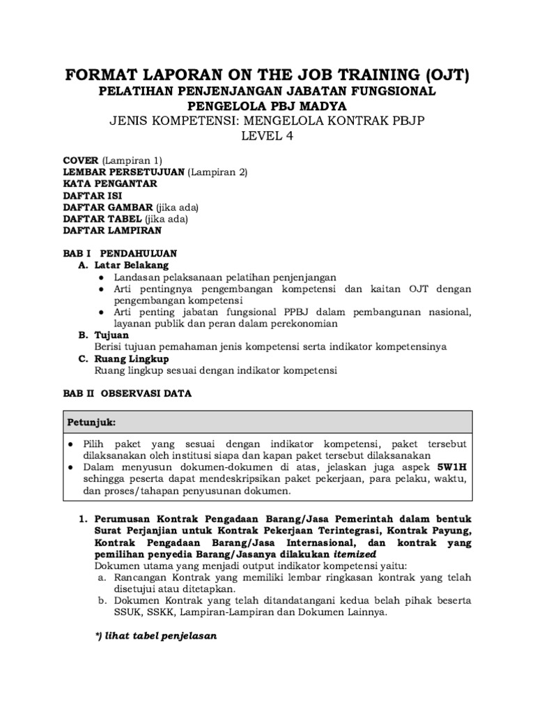 Laporan OJT Pengelola PBJ Madya | PDF
