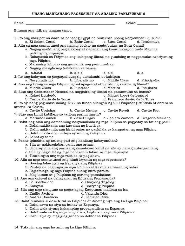 1st PERIODIC TEST - AP 6 | PDF