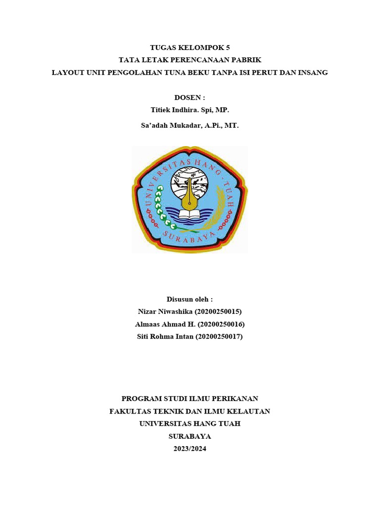 Tugas Layout Tuna Beku Kelompok 5 Revisi | PDF | Sains & Matematika