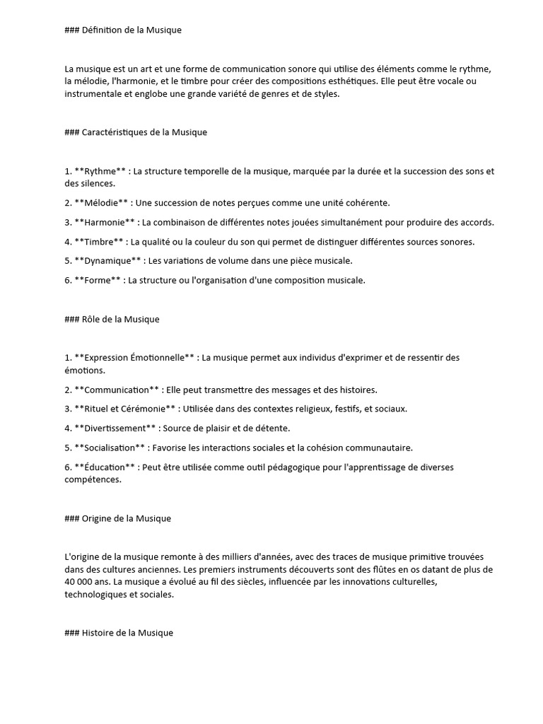 Définition de La Musique | PDF
