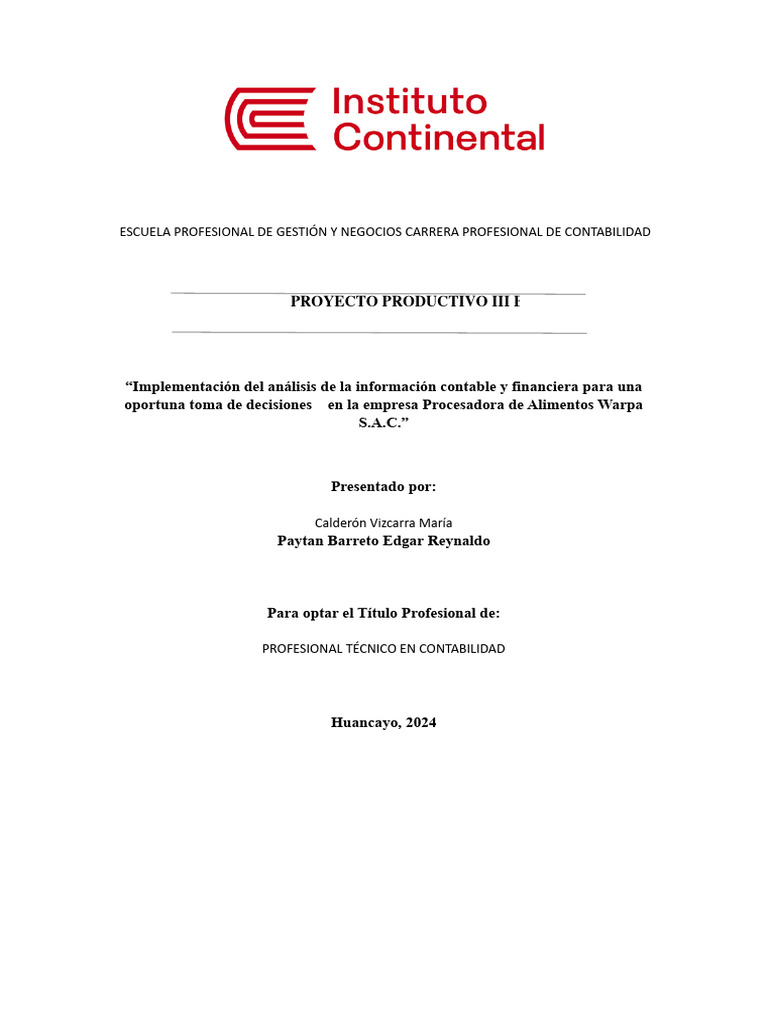 Informe Warpa Sac Edgar P | PDF | Contabilidad | normas internacionales ...