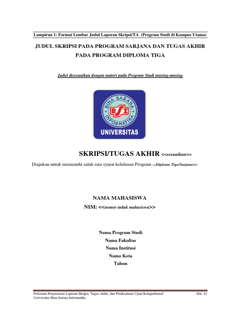 Pedoman Skripsi TA UBSI Periode I Tahun 2024 - Removed | PDF