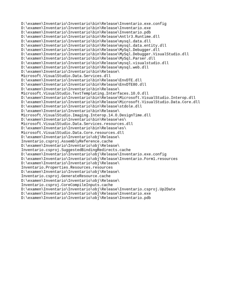 Inventario.csproj.FileListAbsolute | PDF