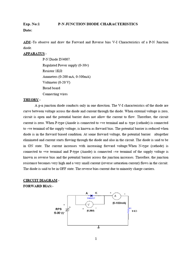PN Junction Diode Characteristics | PDF | P–N Junction | Diode