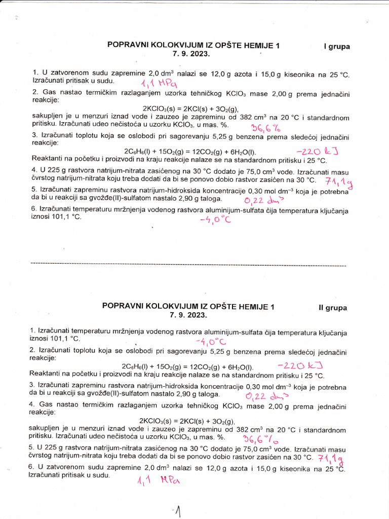 OH1 - Zadaci Sa Kolokvijuma Sa Rešenjima | PDF