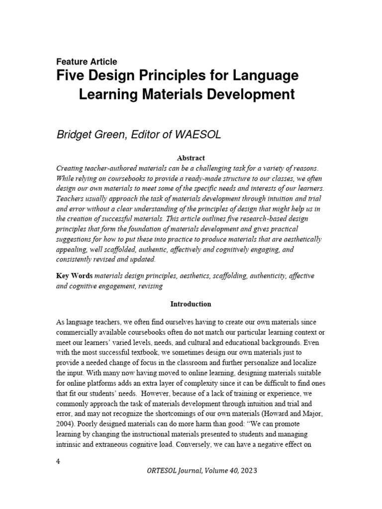 Five Design Principles | PDF | Learning | Second Language Acquisition