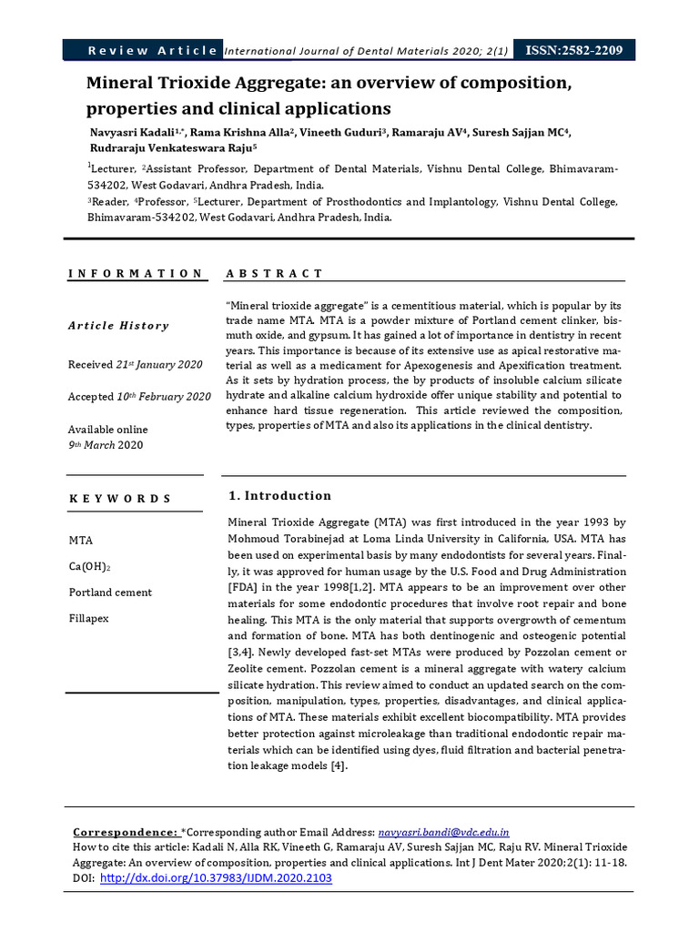 Mineral_Trioxide_Aggregate_an_overview_o | PDF | Dentistry Branches ...