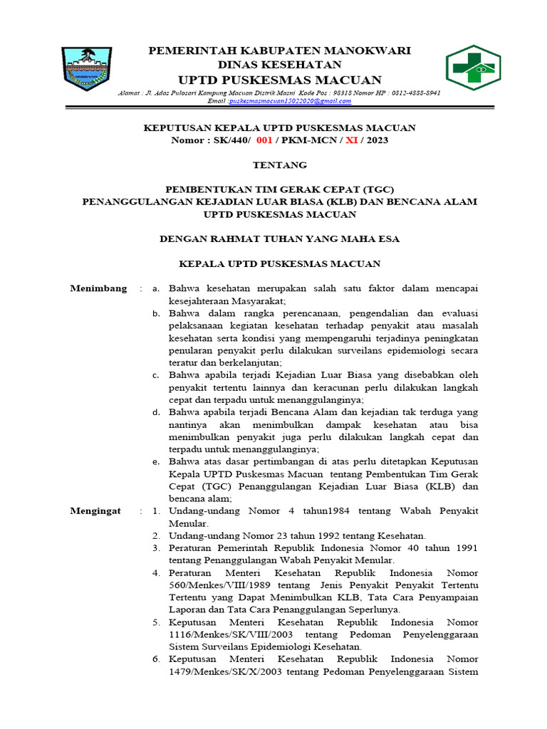 SK Tim TGC Dan KLB | PDF