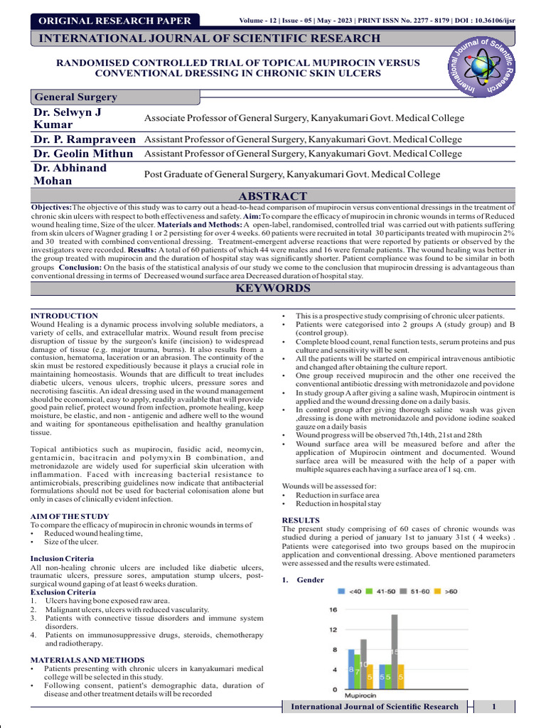 Randomised Controlled Trial of Topical Mupirocin Versus Conventional ...