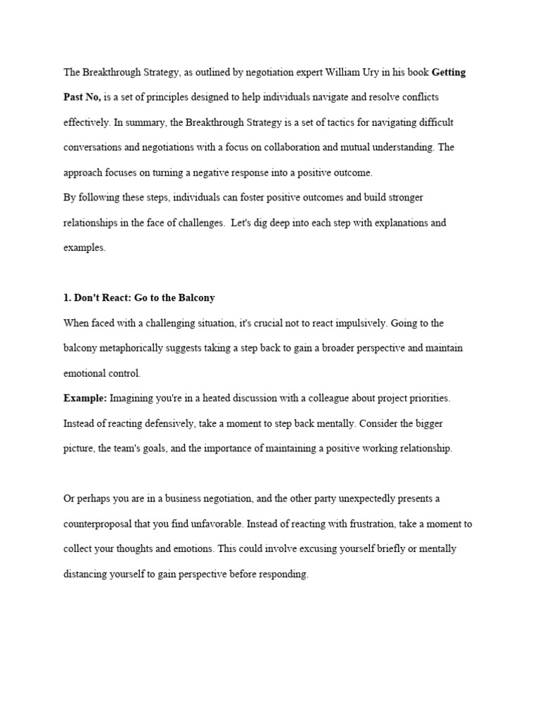 Getting Past NO | PDF | Negotiation | Behavioural Sciences