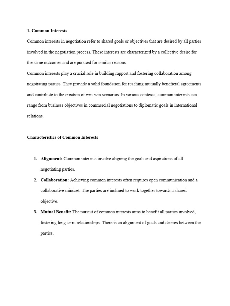 Types of Interests in Negotiation | PDF | Negotiation | Goal