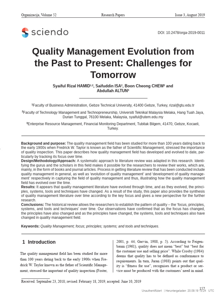 Quality Management Evolution From The Past To Pres | PDF | Quality ...